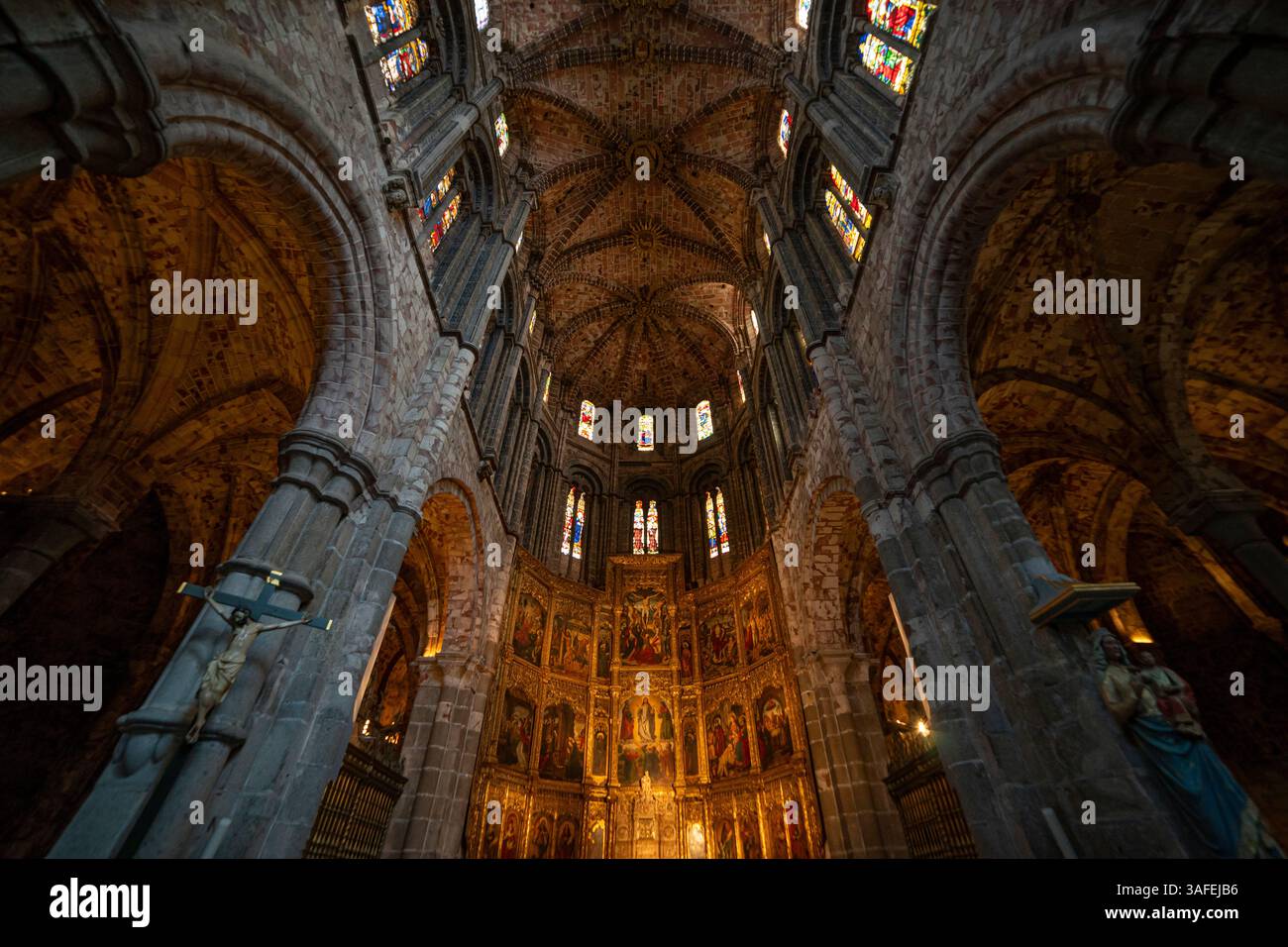 Architectural Wonders of the Gothic-Romanesque Cathedral in Avila Stock ...