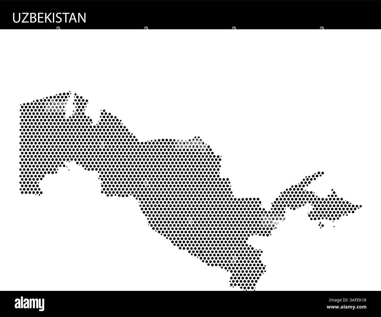 The artistic representation of Uzbekistan's map features a dotted ...