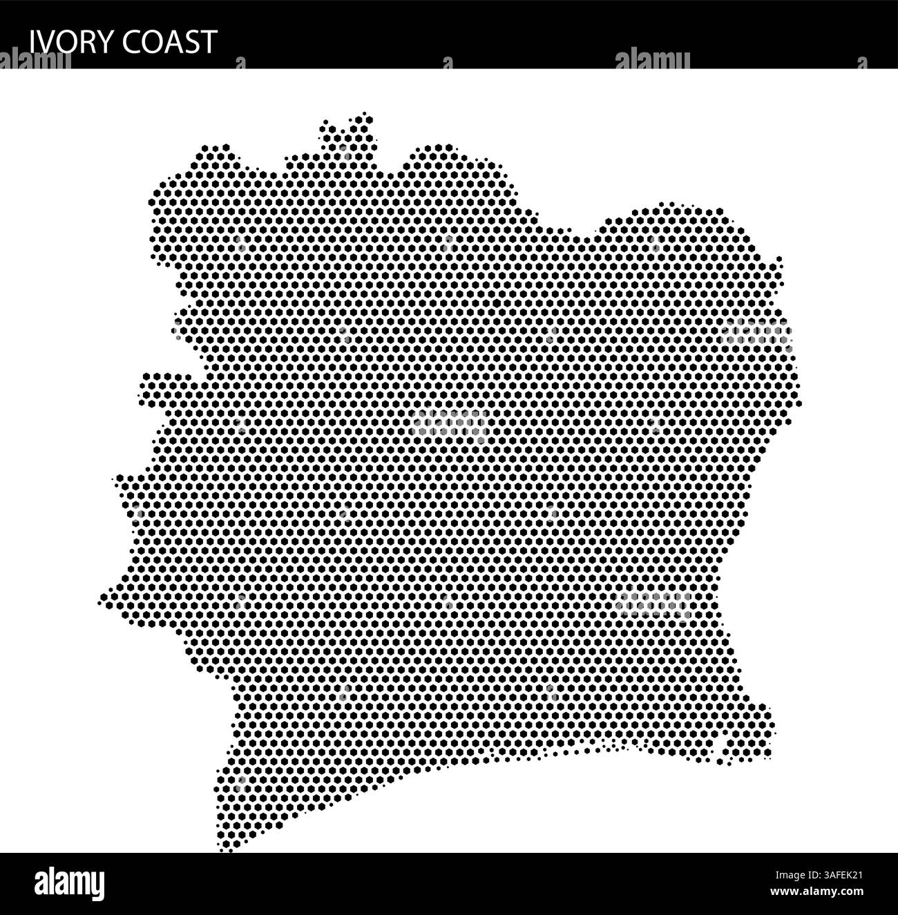 A textured representation of the geographic outline of Ivory Coast ...