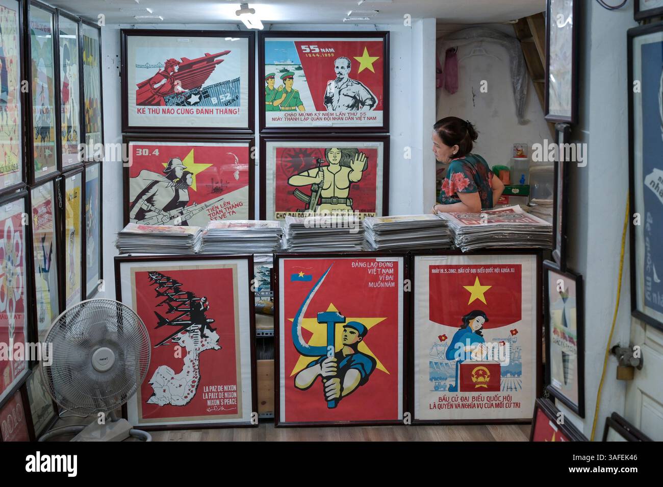VIETNAM, Hanoi city, poster shop, selling of old communist propaganda ...