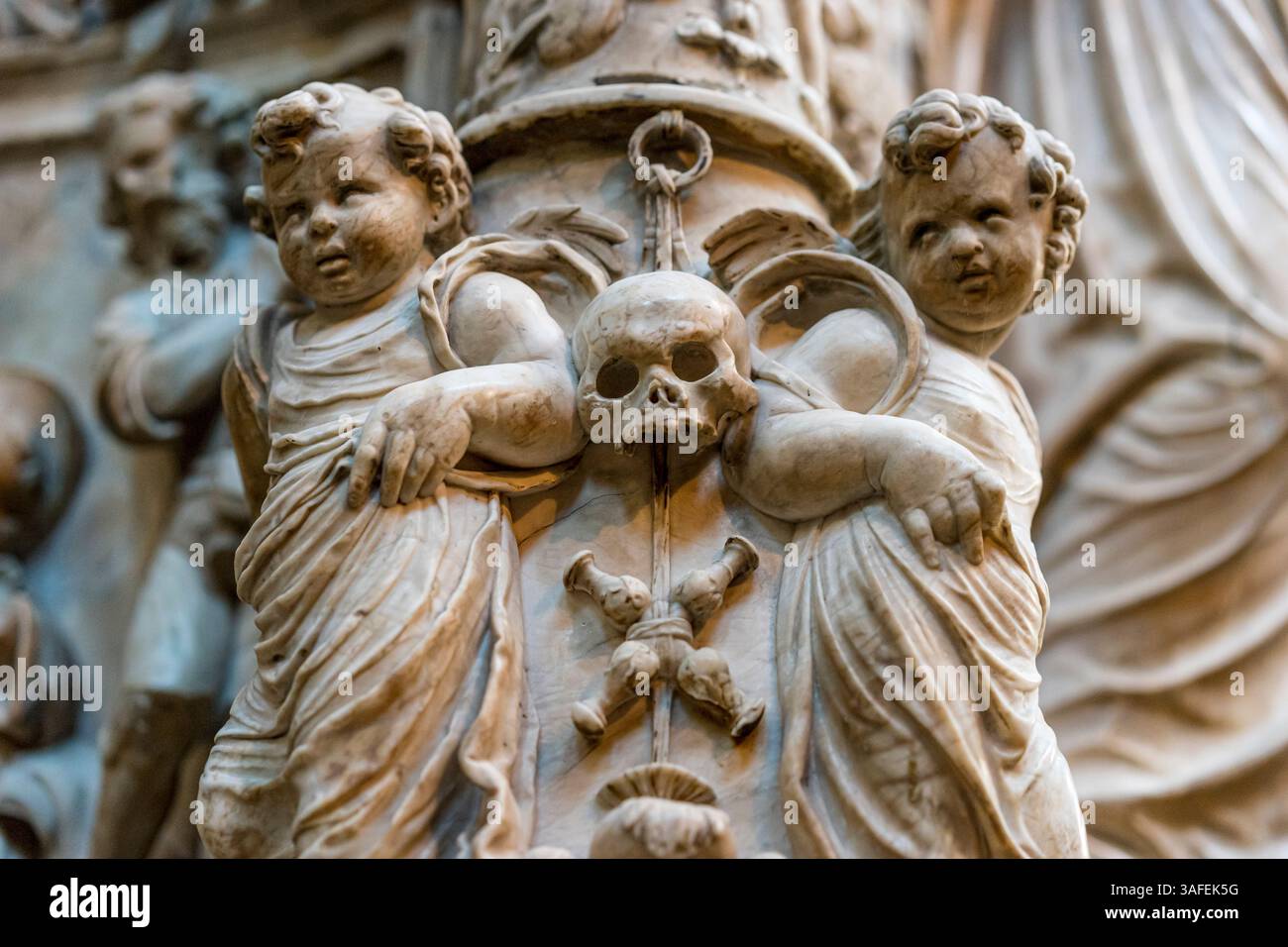 Bishop and Holy Figures Sculpture in Ávila Cathedral Stock Photo - Alamy