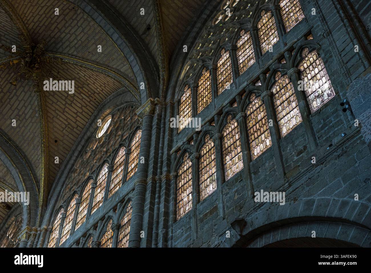 Colorful Stained Glass Windows Inside a Spanish Cathedral Stock Photo ...