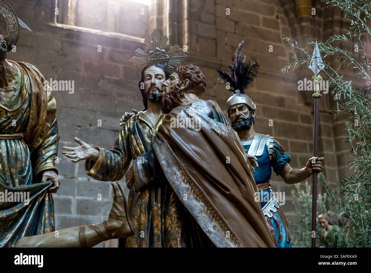 Holy Week Scenes and Olive Trees at Ávila Cathedral, Spain Stock Photo ...