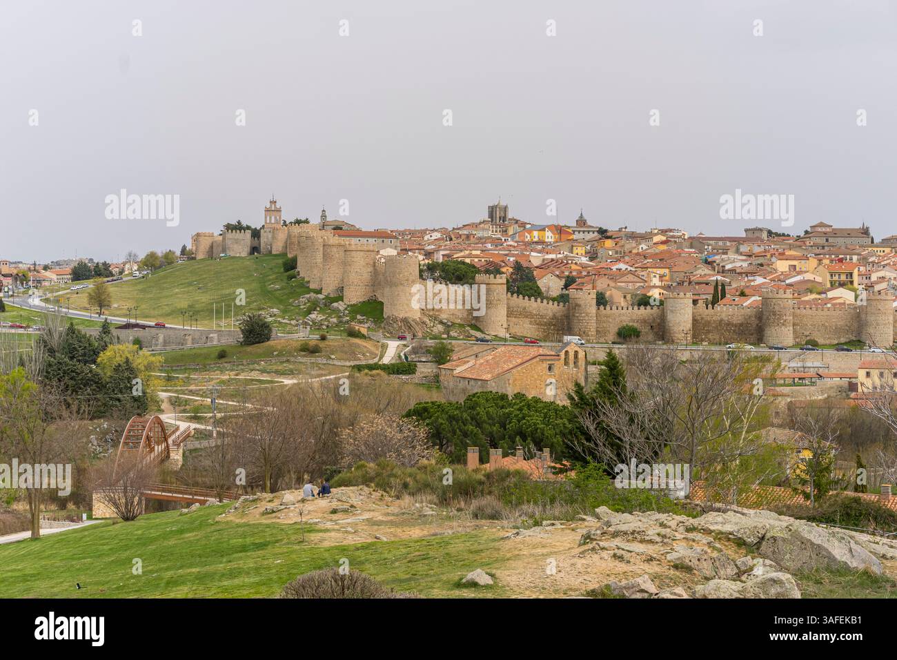 Scenic View of Avila's Ancient Fortress Wall - A Spanish Icon Stock ...