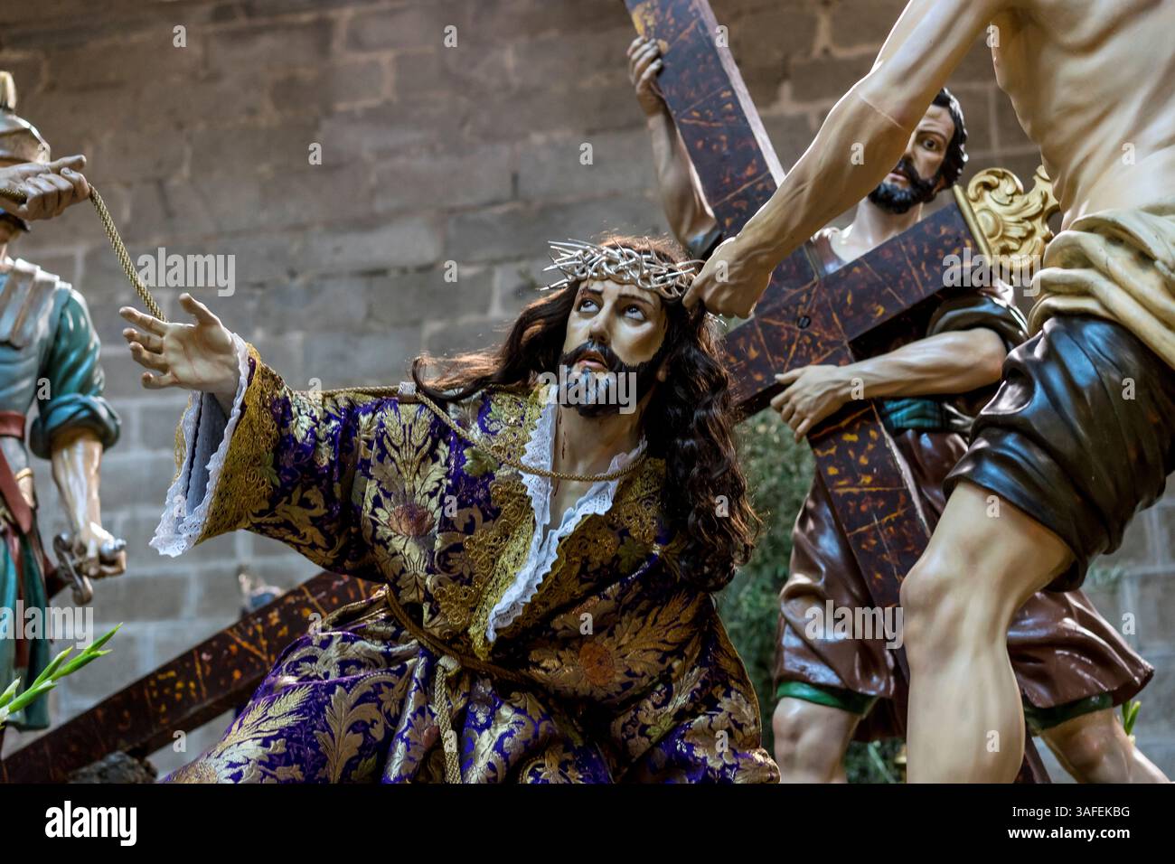 Holy Week Crucifixion Depiction Inside Avila Cathedral Stock Photo - Alamy