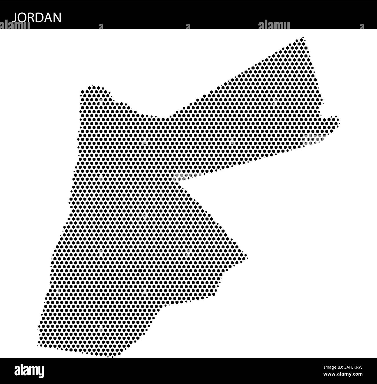 Distinct dotted map showcasing the shape and borders of Jordan ...