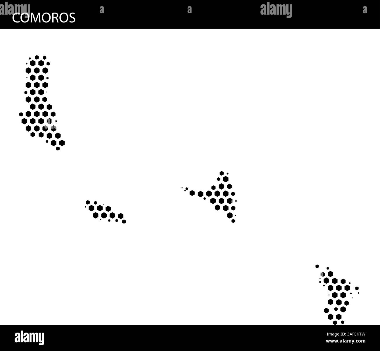 Detailed map outline highlighting the islands of Comoros with ...