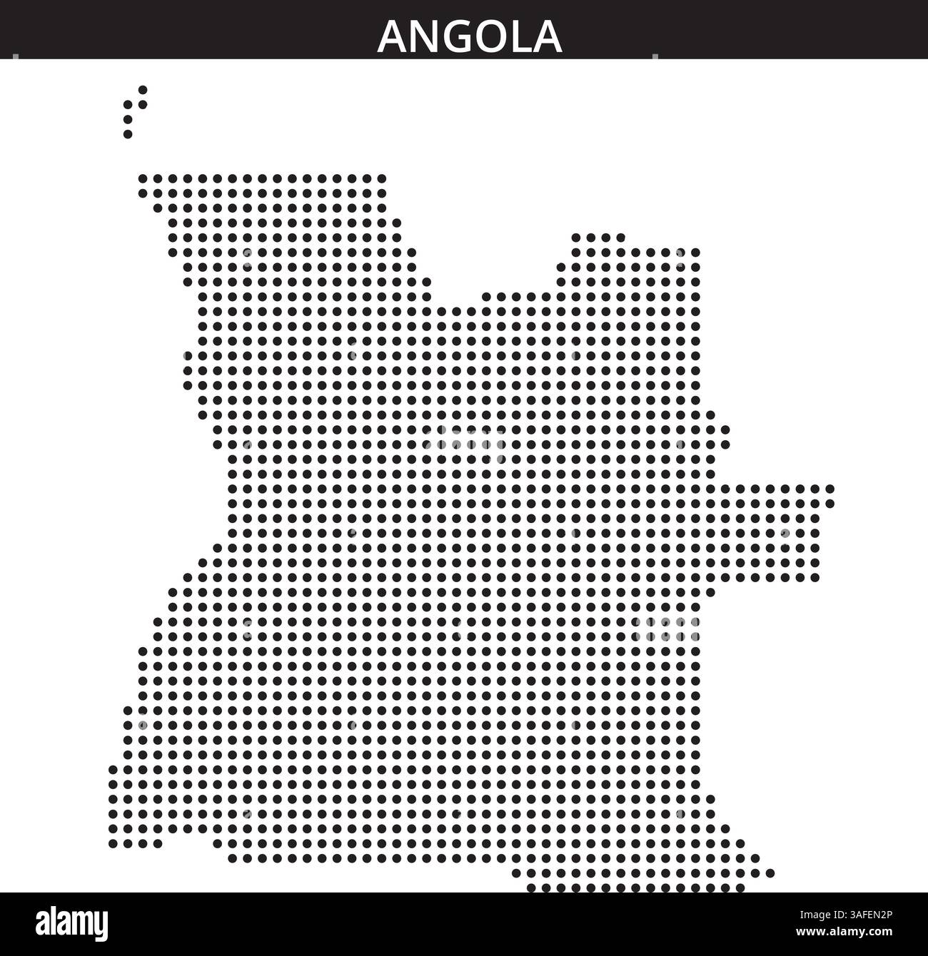 A detailed outline of Angola is represented using dot patterns ...