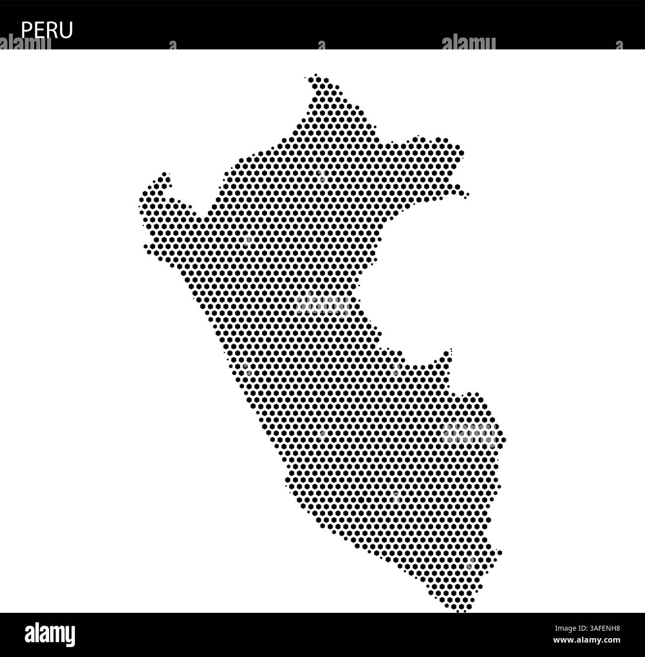 A unique dot representation of Peru outlines its geographical shape ...