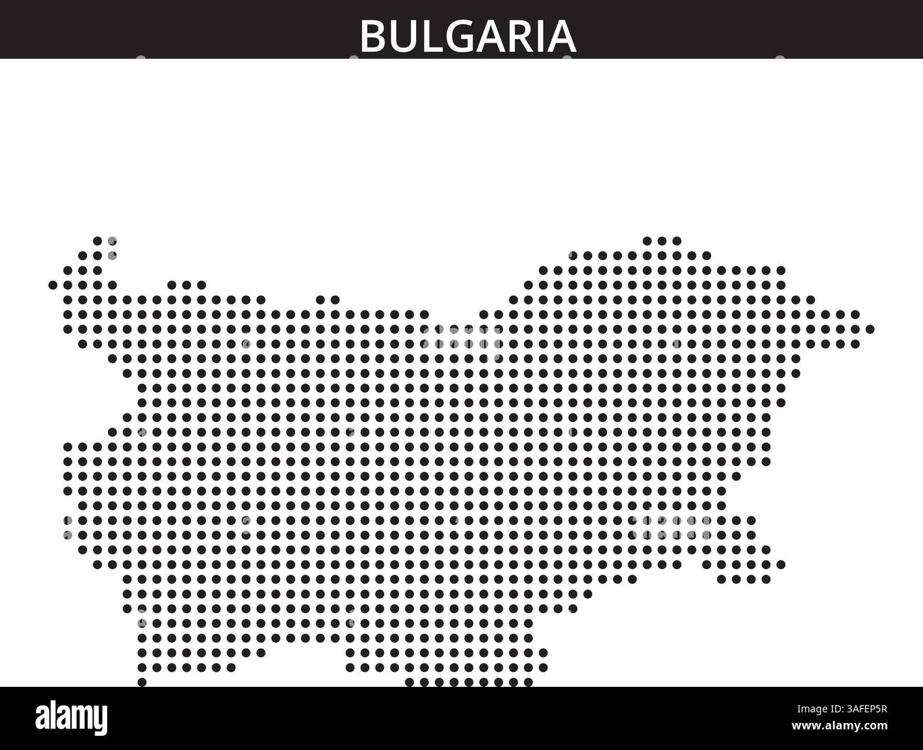Detailed outline of Bulgaria presented in a dotted style, highlighting ...
