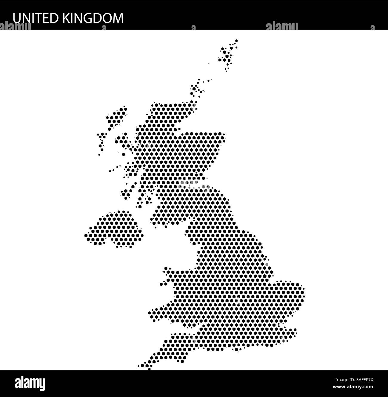 A dotted map outline of the United Kingdom showcases its geographical ...