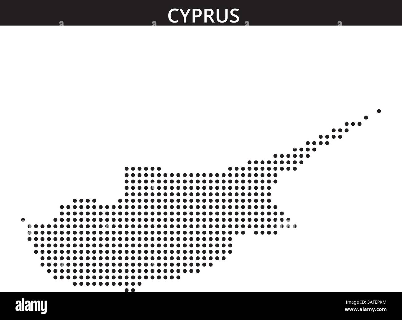 A dotted map of Cyprus is showcased on a white background, emphasizing ...