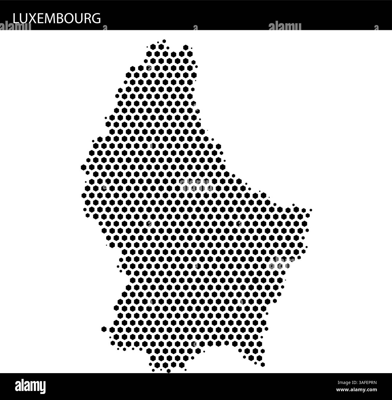 This map displays Luxembourg's outline in a unique dotted design ...