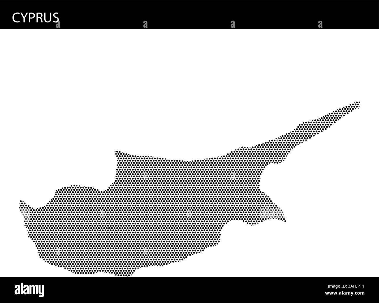 A dotted map of Cyprus is showcased on a white background, emphasizing ...