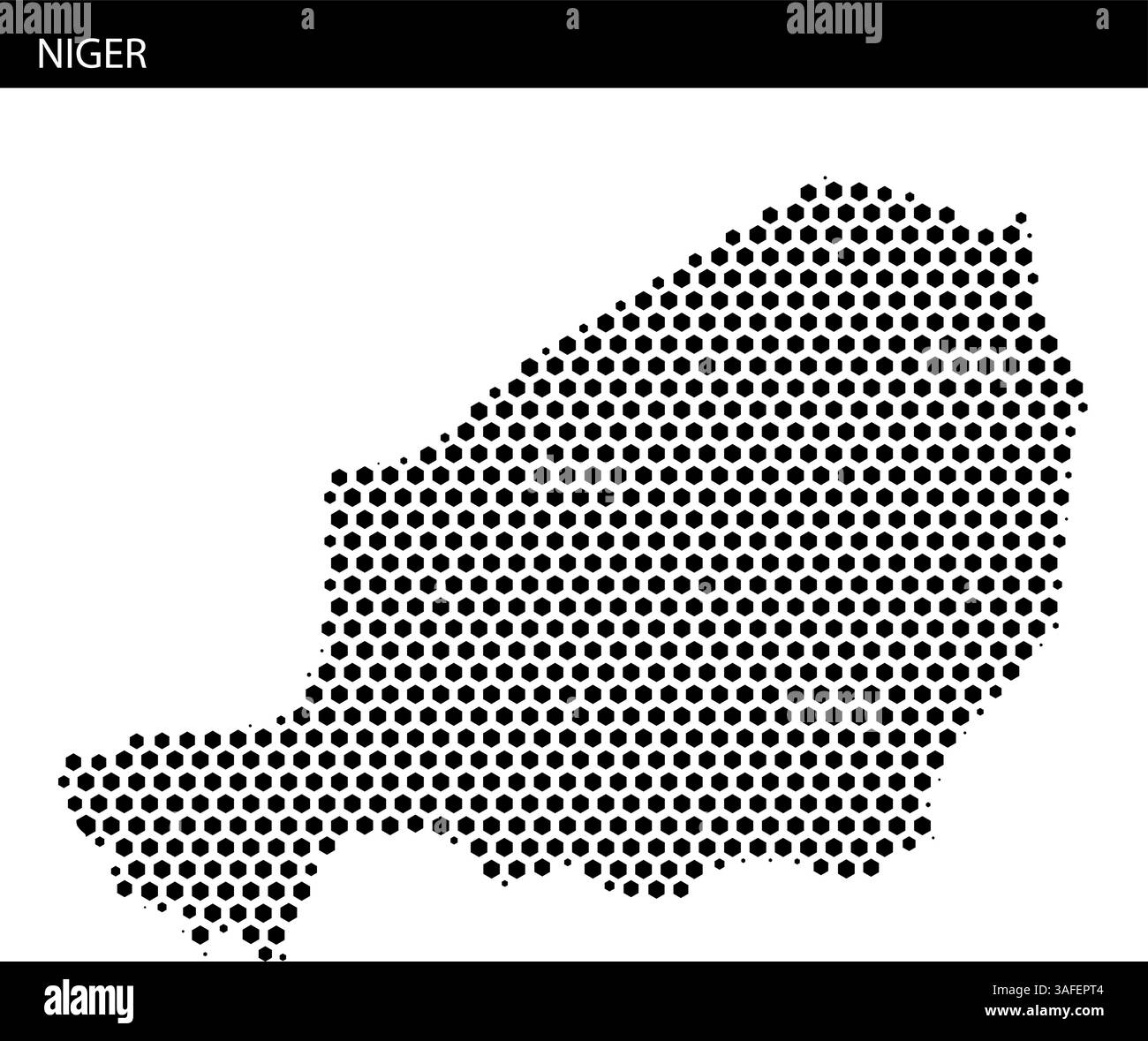 A dotted representation of Niger showcases the country's shape and ...