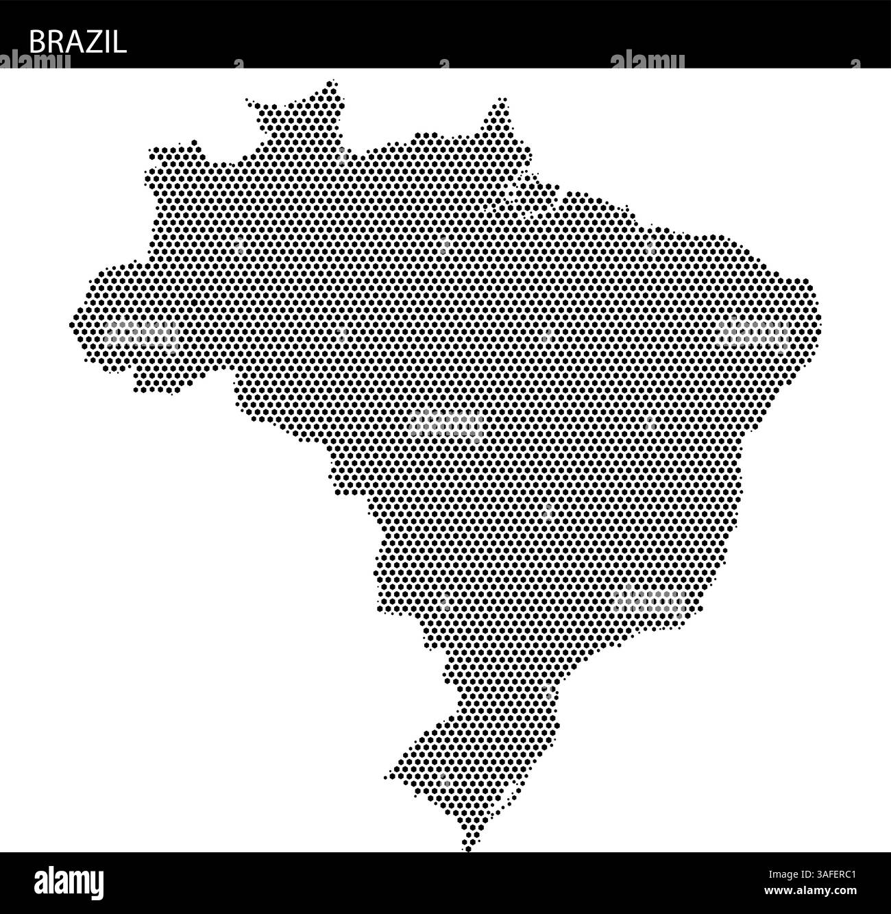 A dotted representation displays the outline of Brazil, highlighting its distinct geographical ...