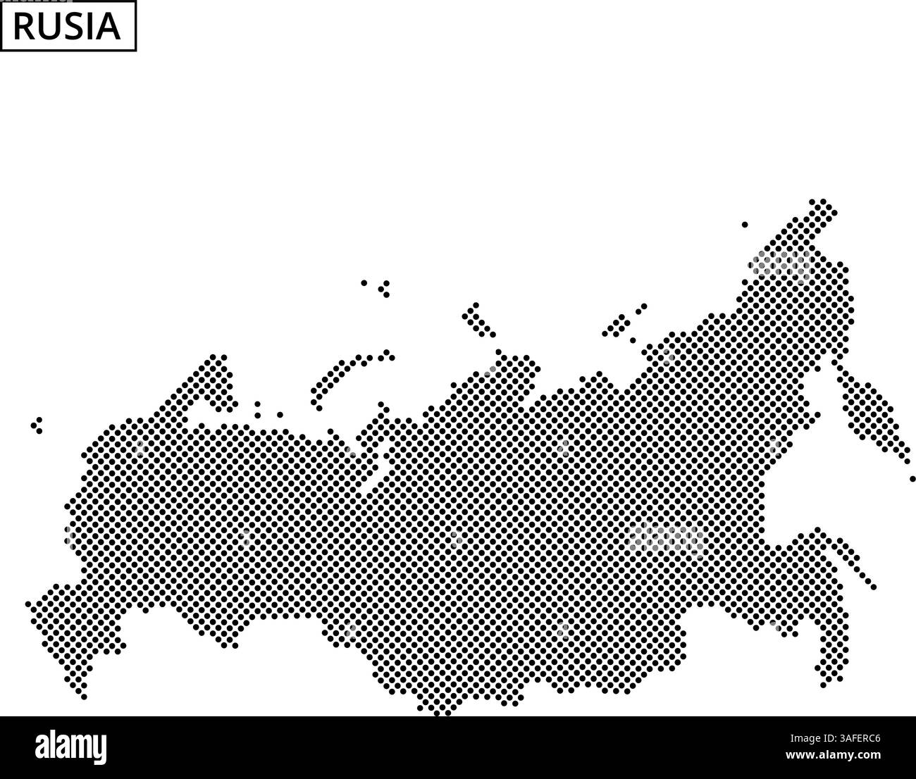 The map highlights Russia's geographical outline with a dotted pattern ...