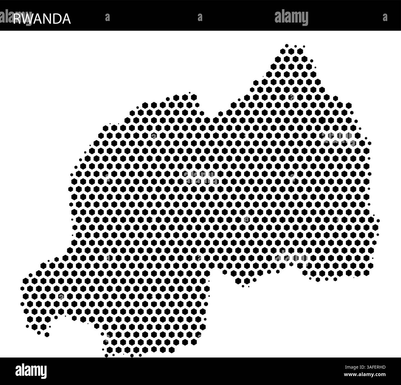 Dot-styled representation of Rwanda showcases its geography ...