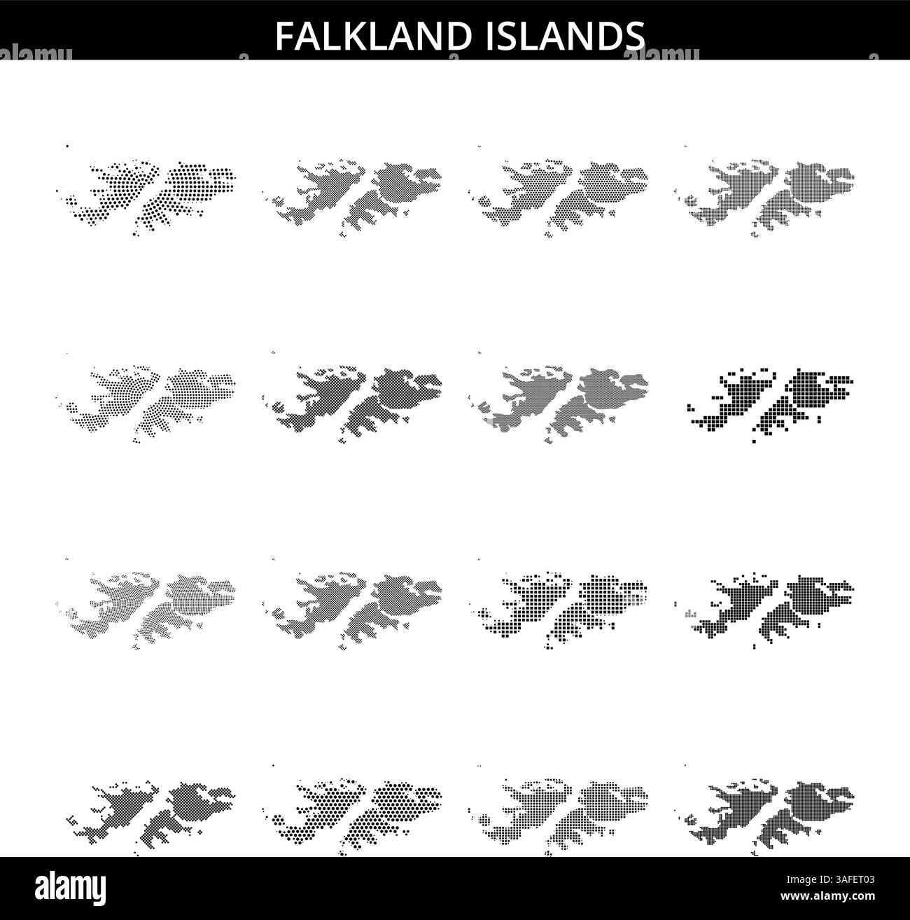 A dotted map highlights the Falkland Islands, showcasing their geography and position in the ...