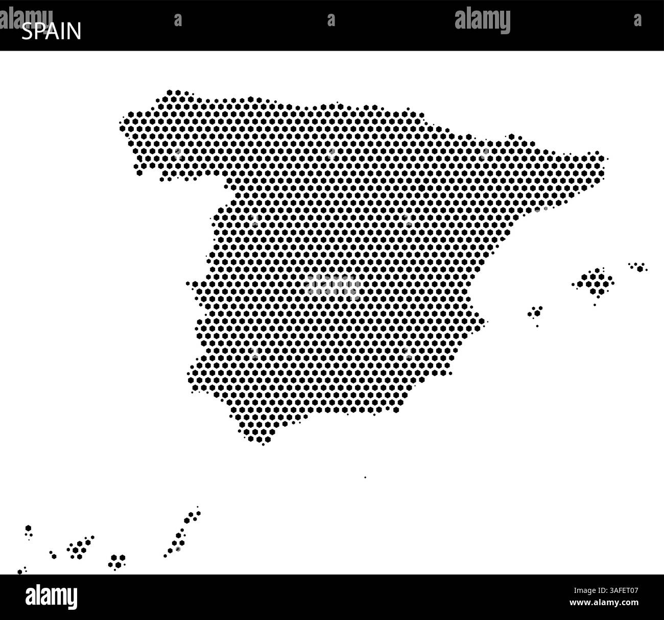 A dotted map highlights the geographical shape of Spain, focusing on ...