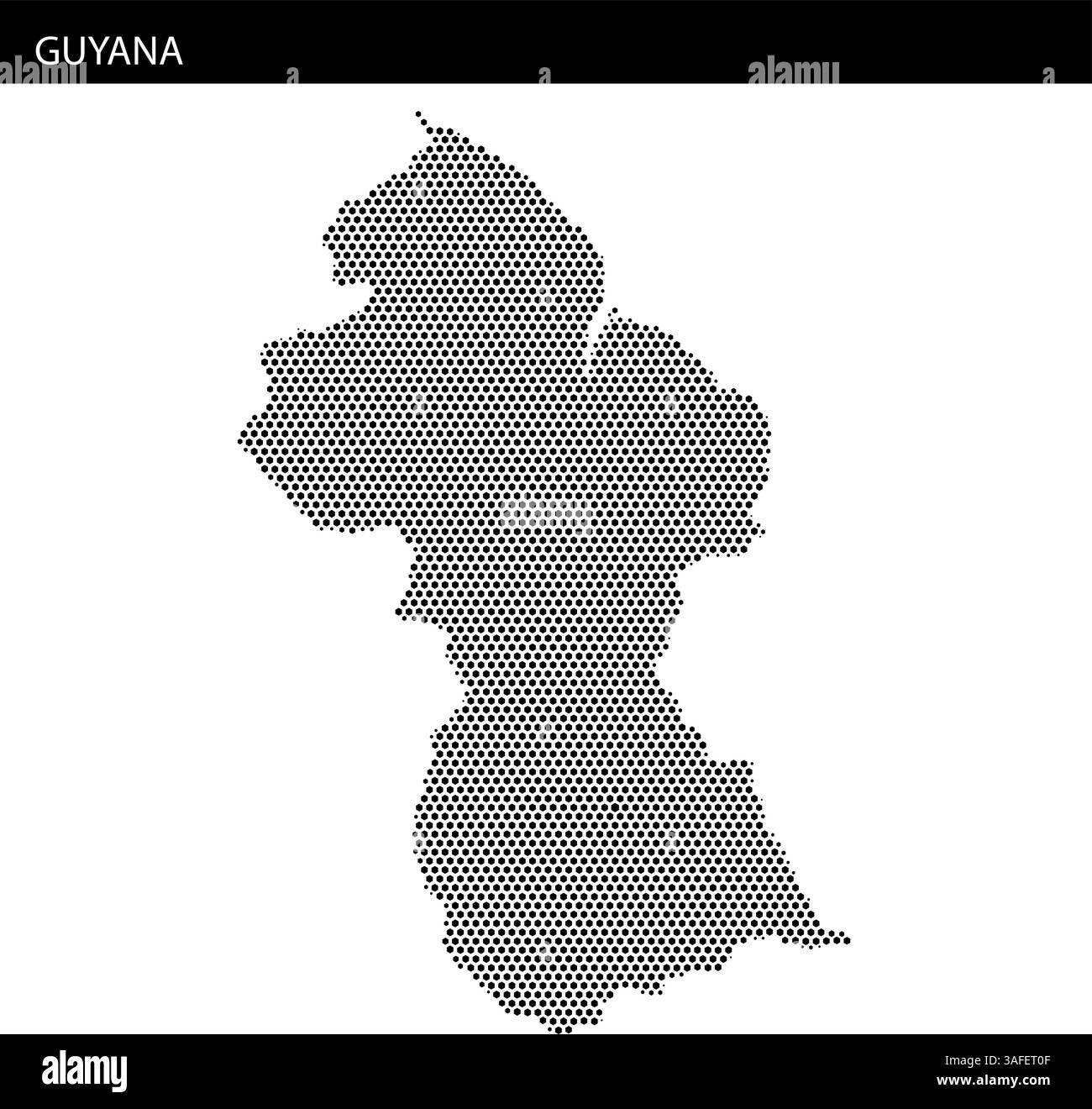 A map outline of Guyana displaying its distinct shape and geographical features clearly marked ...