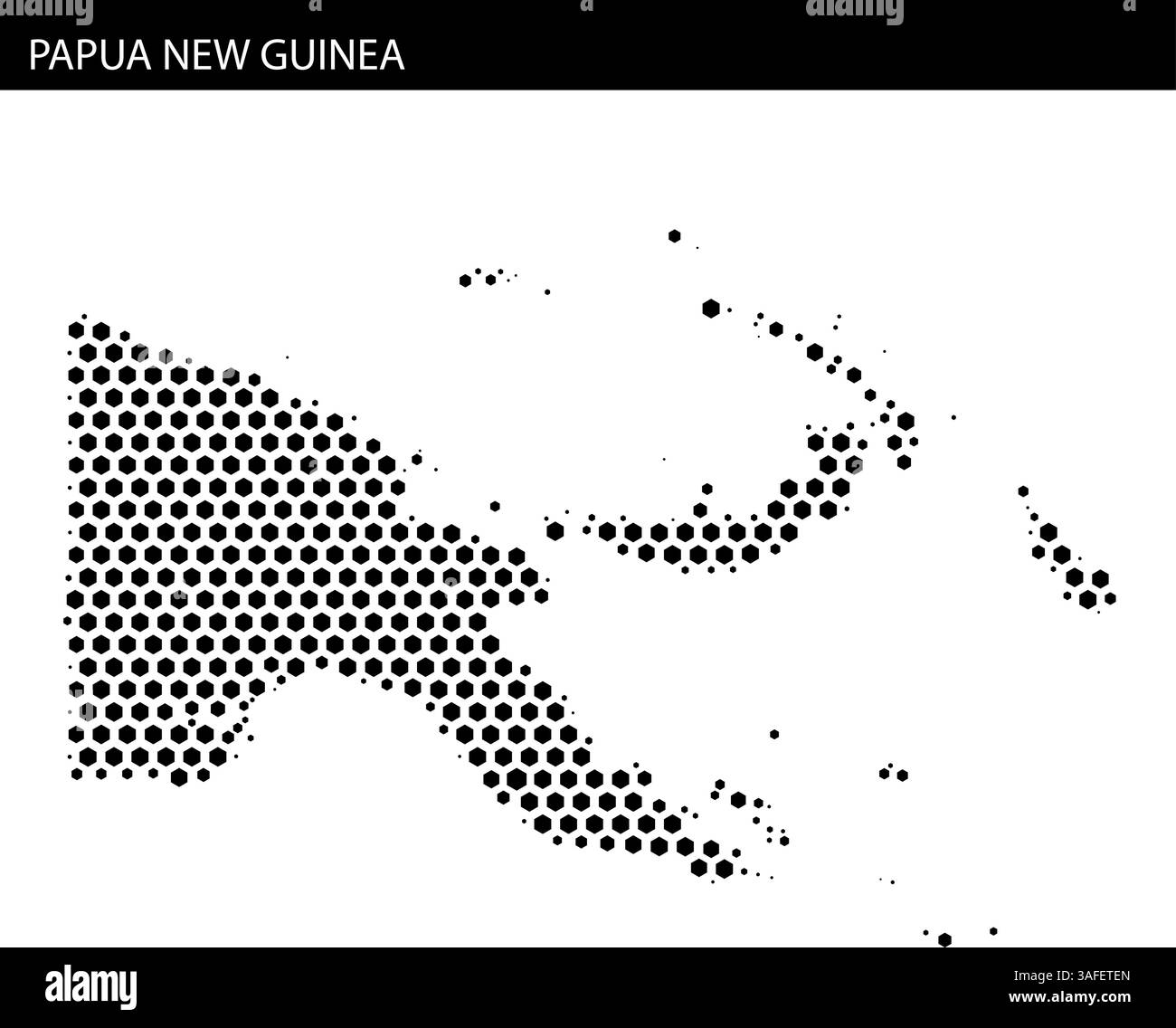Dotted representation of Papua New Guinea showcasing its unique geographical shape and features ...