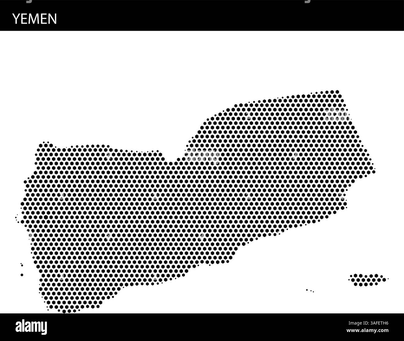 This map outline of Yemen displays a dotted pattern, illustrating ...