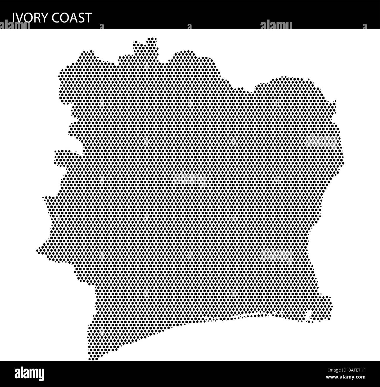 A textured representation of the geographic outline of Ivory Coast ...