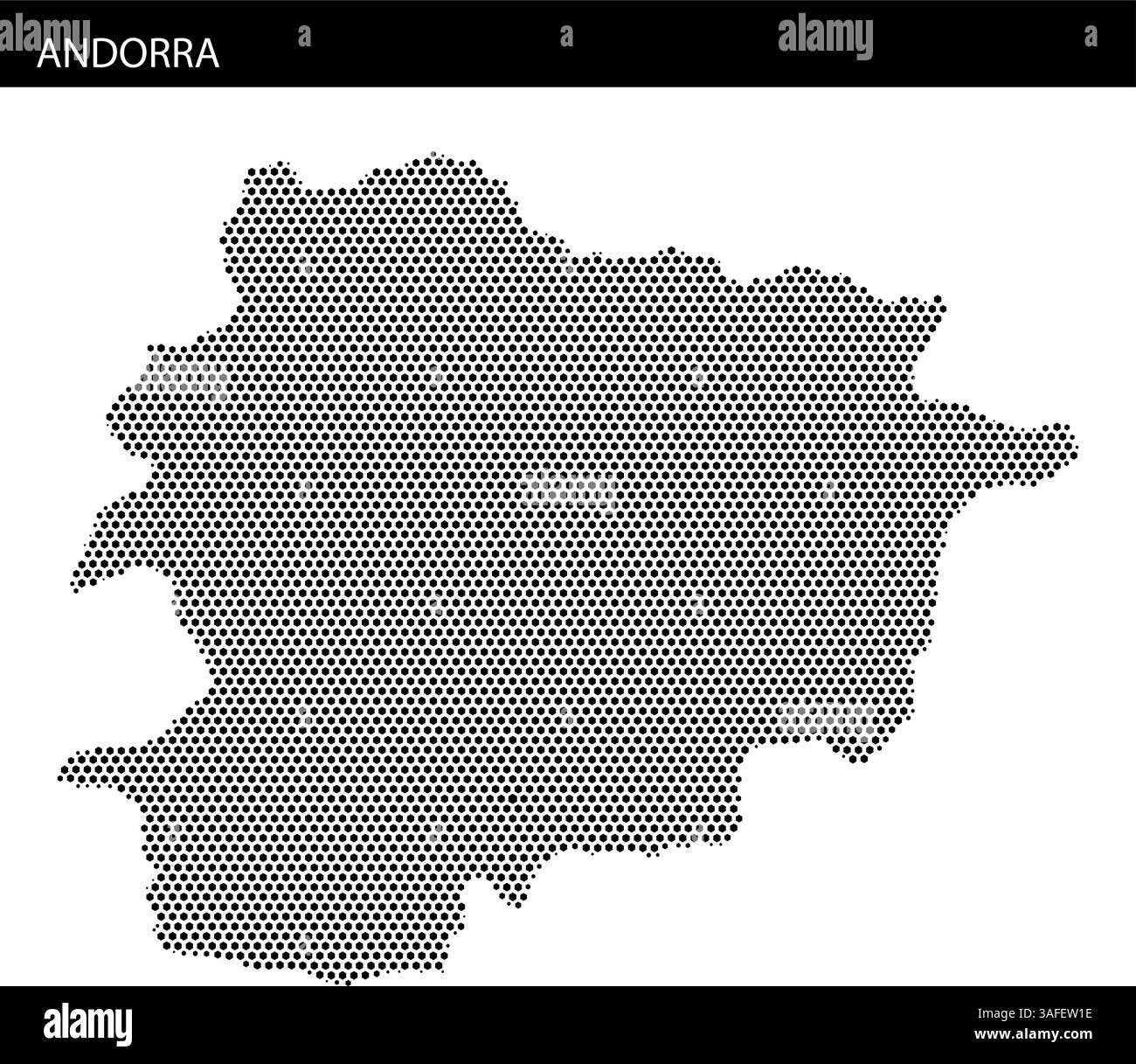 Andorra's borders are illustrated in a unique pixelated format ...