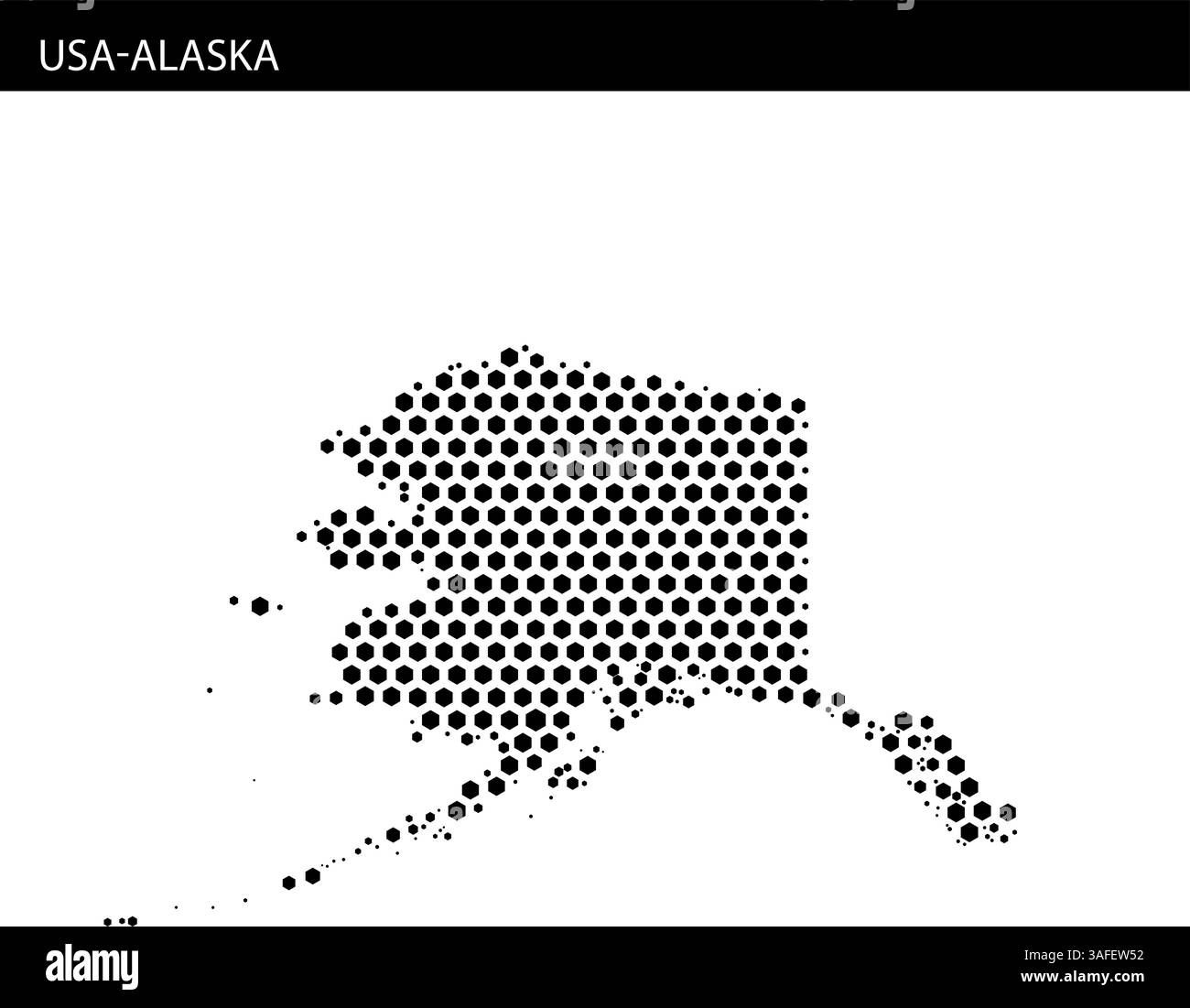 Dots create a visual representation of Alaska, emphasizing its unique ...