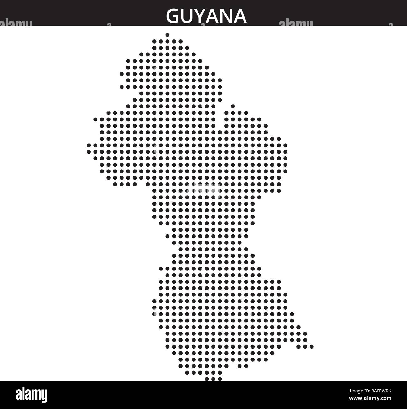 A map outline of Guyana displaying its distinct shape and geographical ...