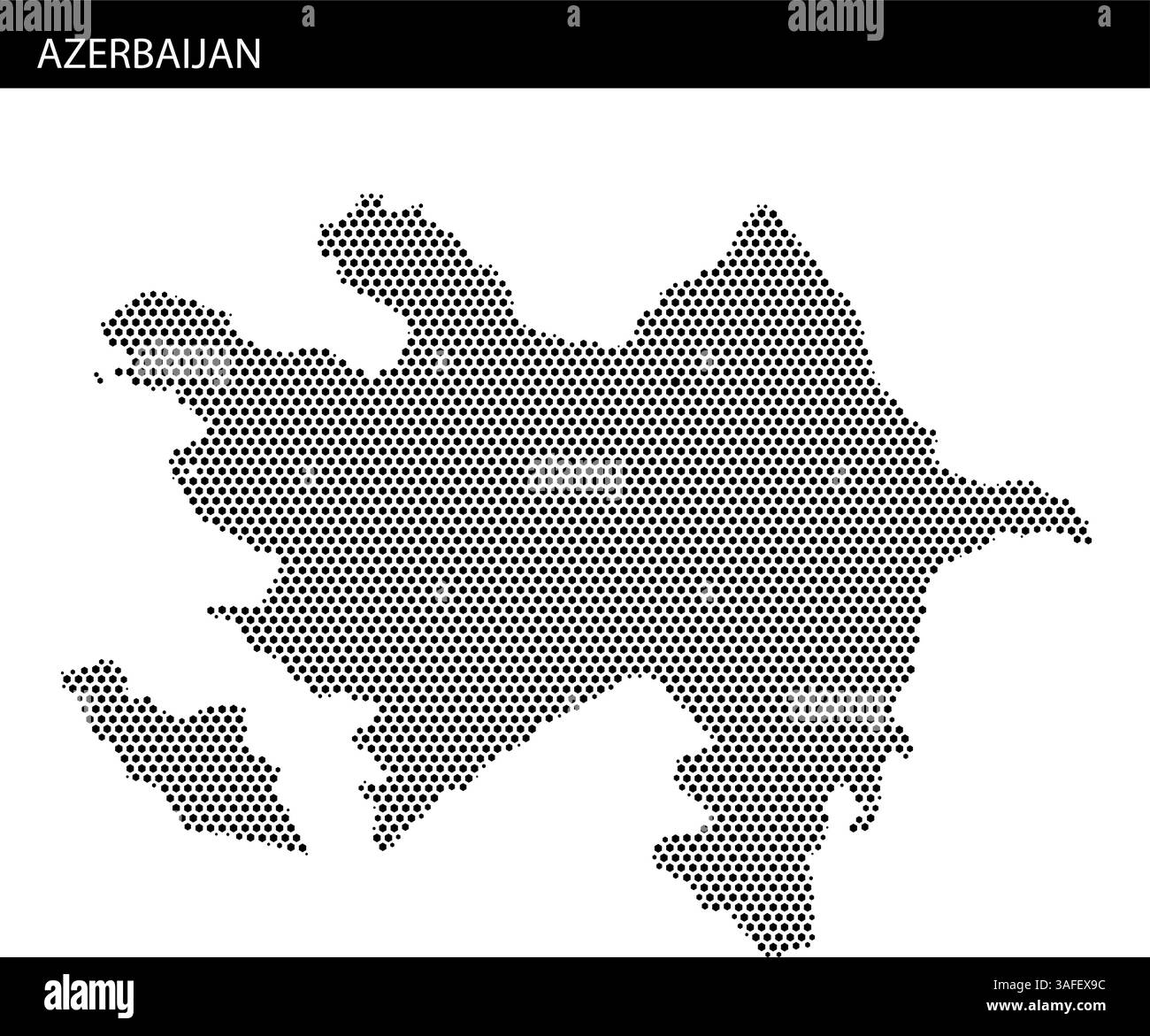 This artwork presents a dot pattern representation of Azerbaijan ...