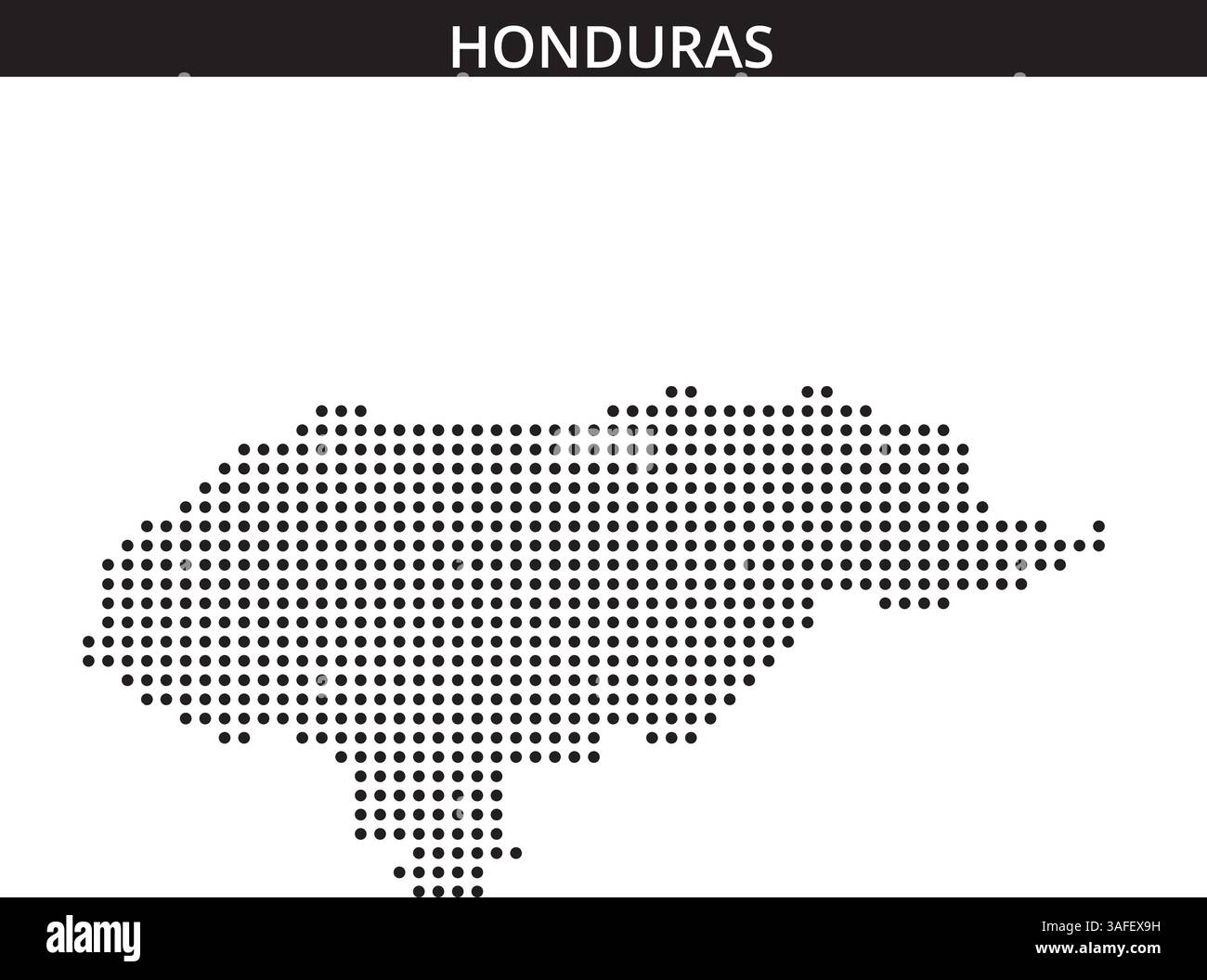 A detailed outline of Honduras created using a dot pattern, emphasizing ...