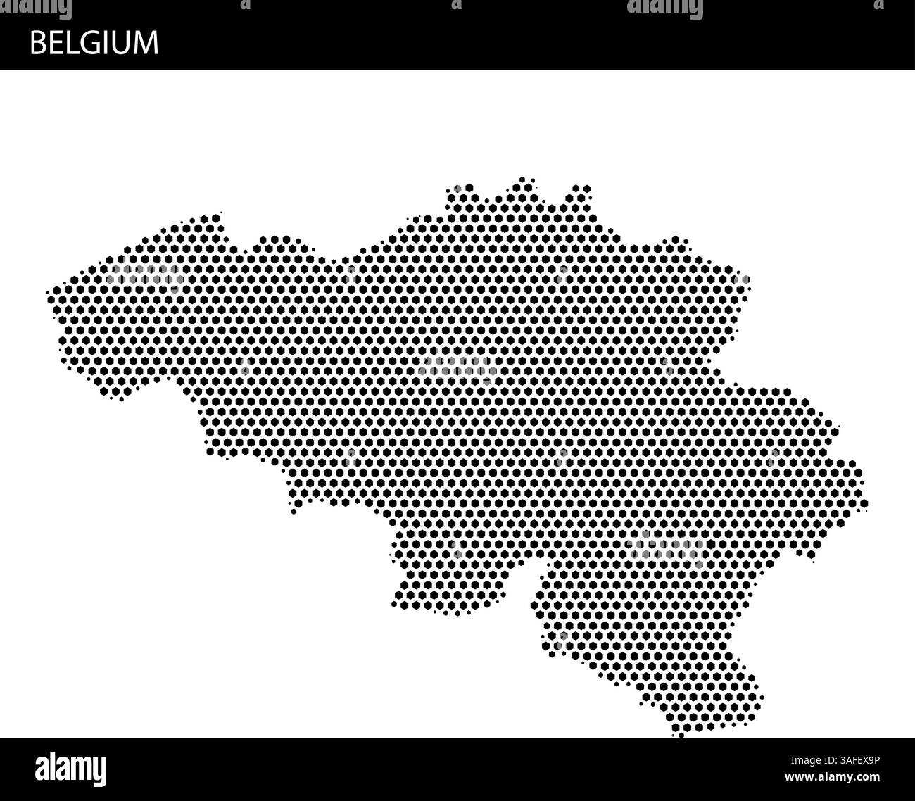 A detailed map of Belgium showcases the country's shape using a unique ...