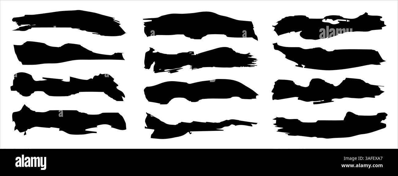Vector collection of artistic grungy black paint hand made creative ...