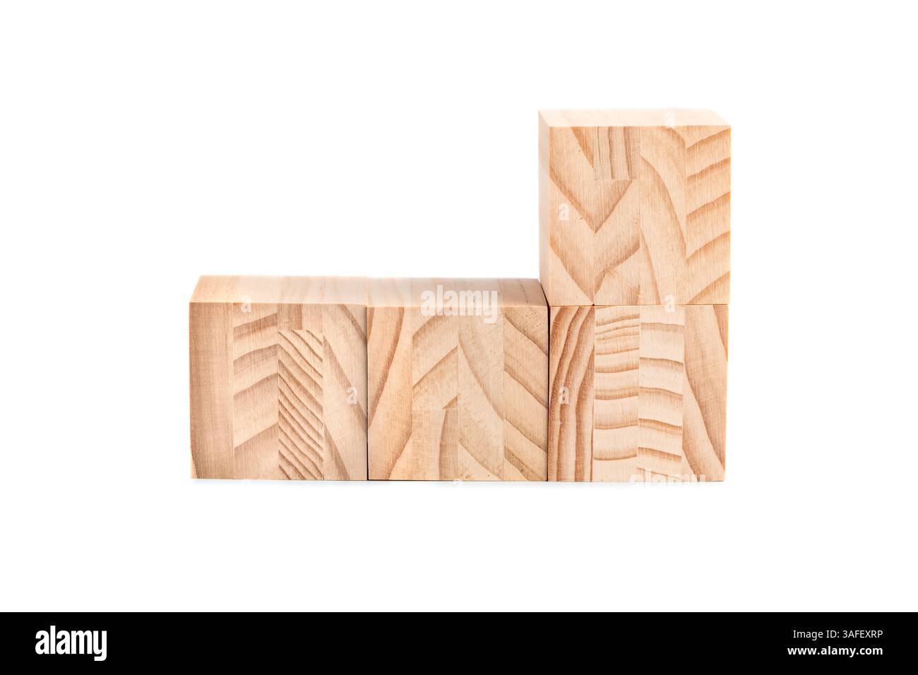 Wooden cubes isolated on white background. Three cubes with beautiful ...