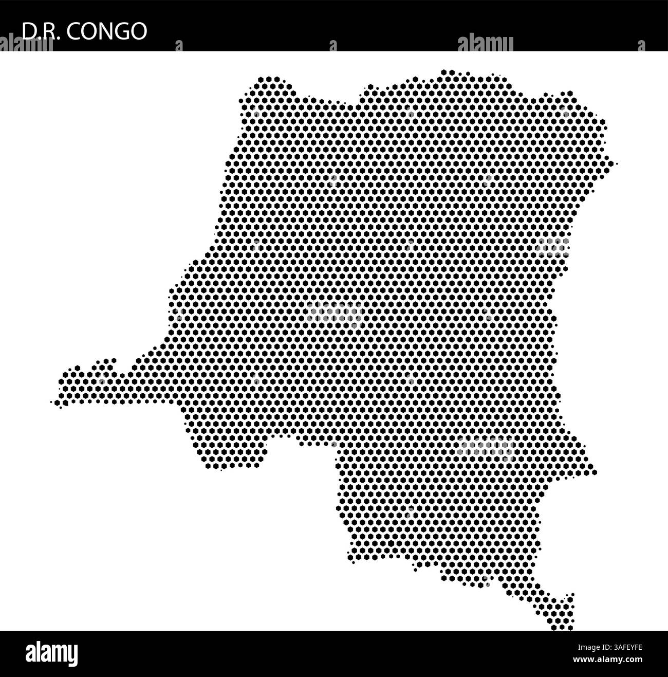 A detailed outline of the Democratic Republic of Congo is filled with ...
