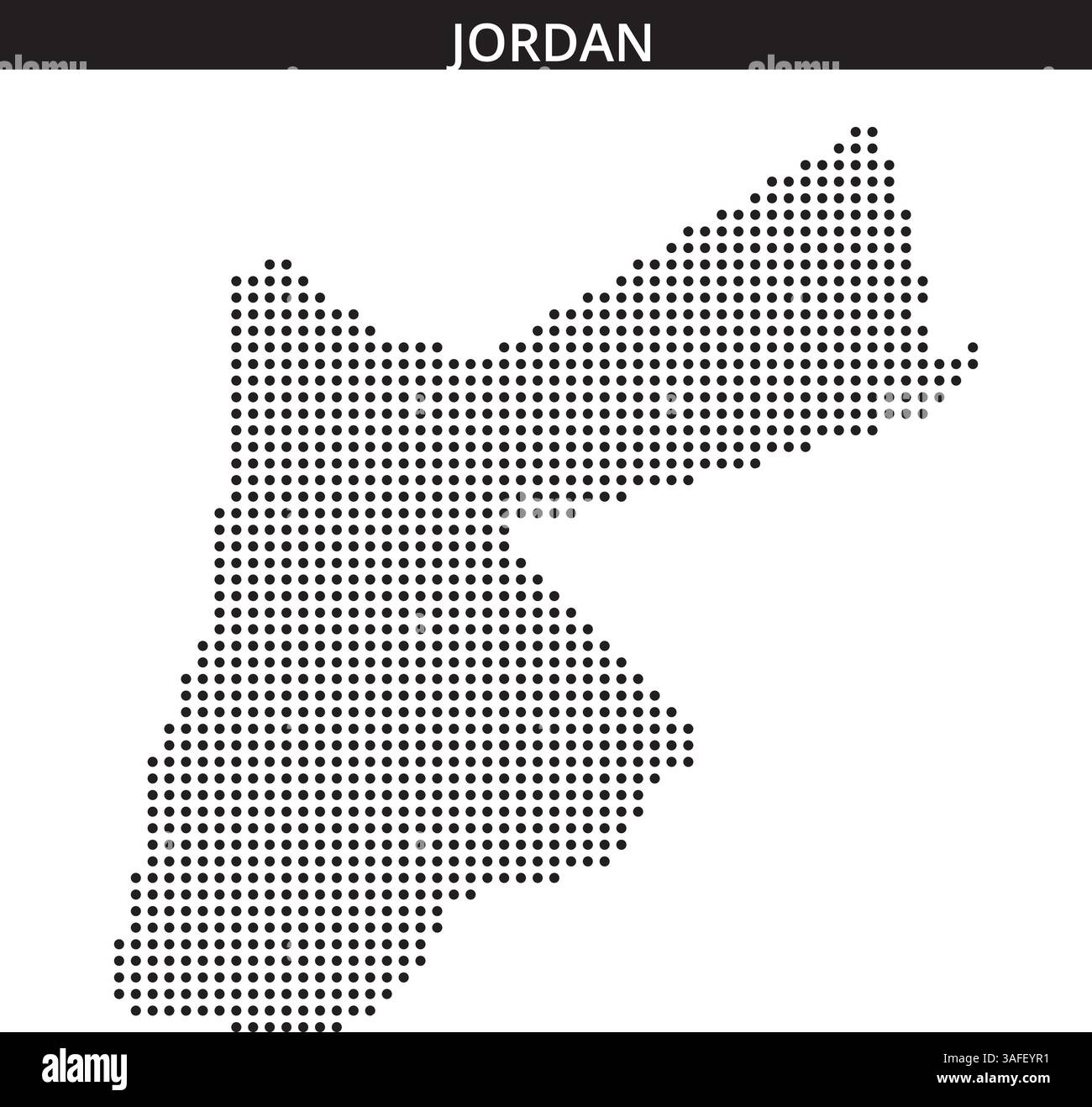 Distinct dotted map showcasing the shape and borders of Jordan ...