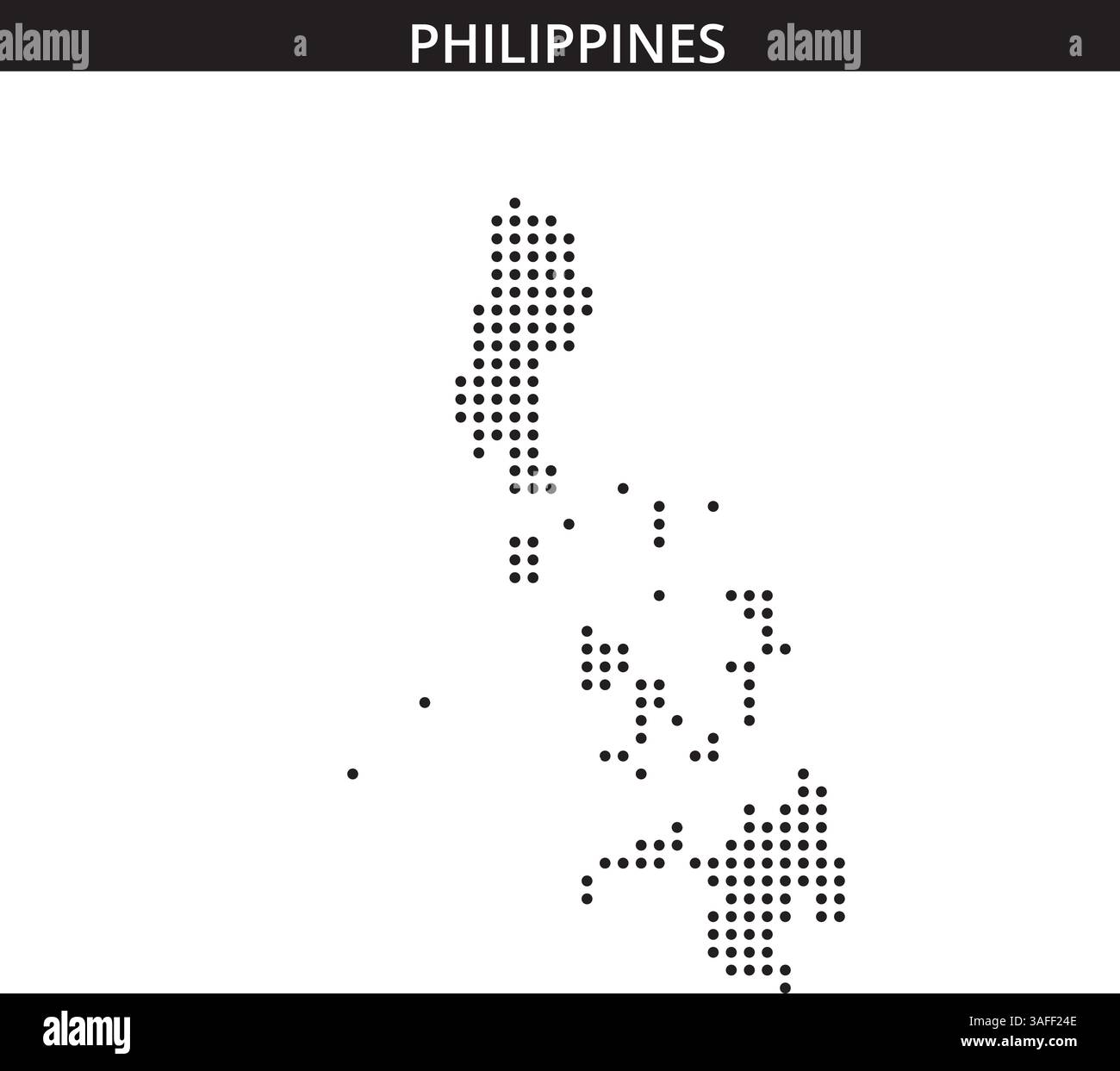 A dotted map representing the shape of the Philippines, focusing on its ...