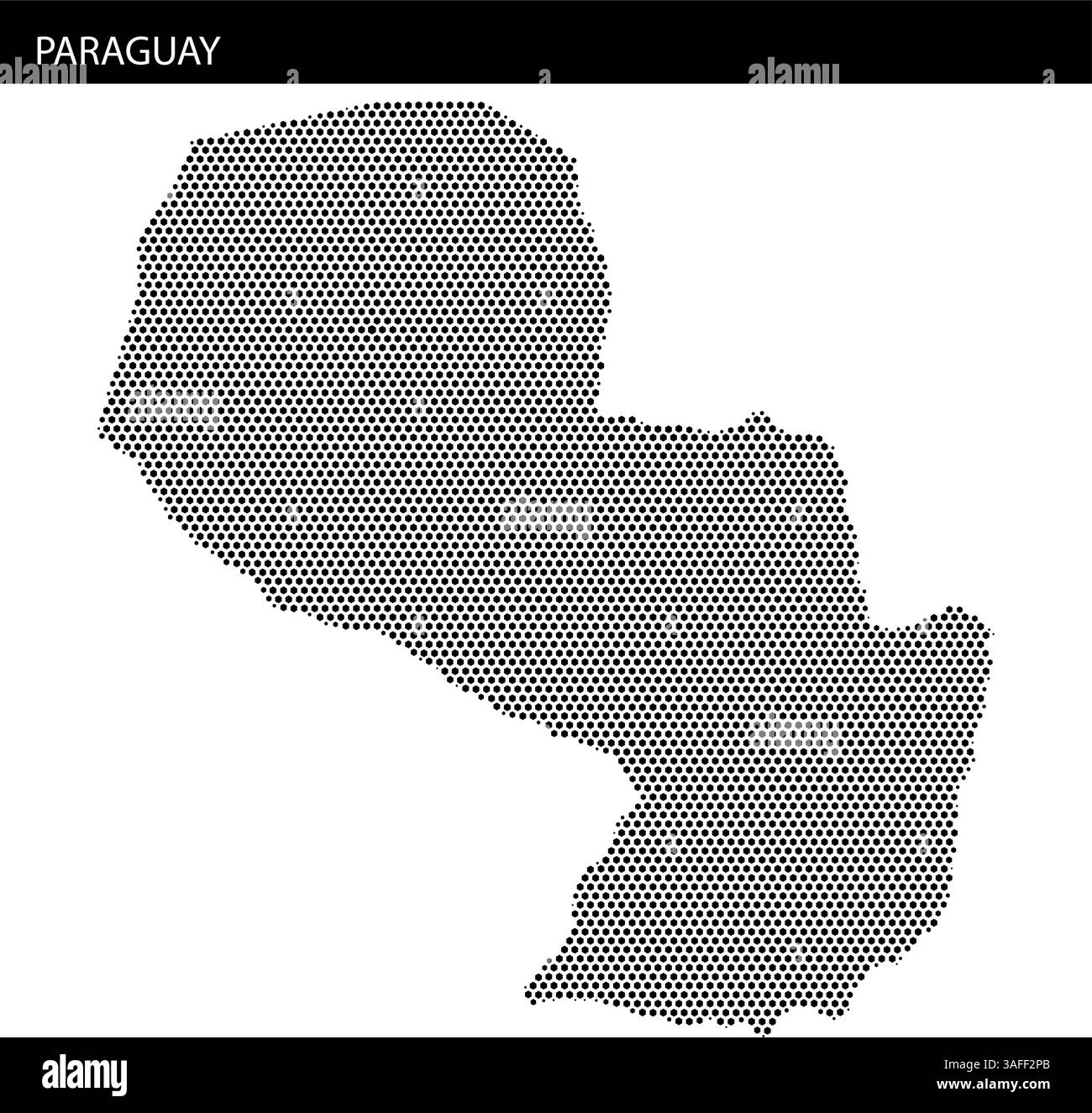 A dotted outline displays the shape of Paraguay, emphasizing its ...