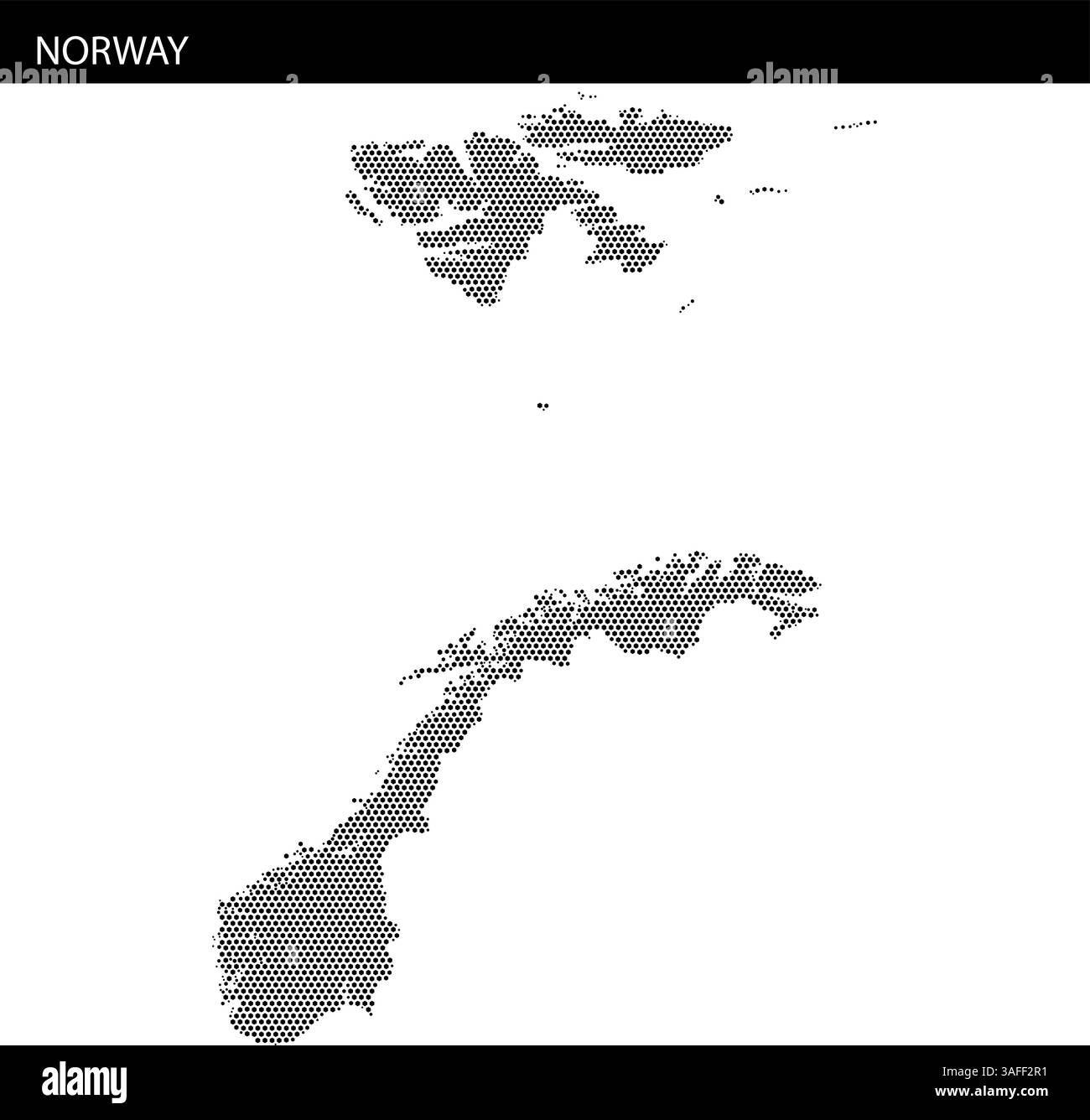 A visual representation of Norway using a dotted pattern against an ...