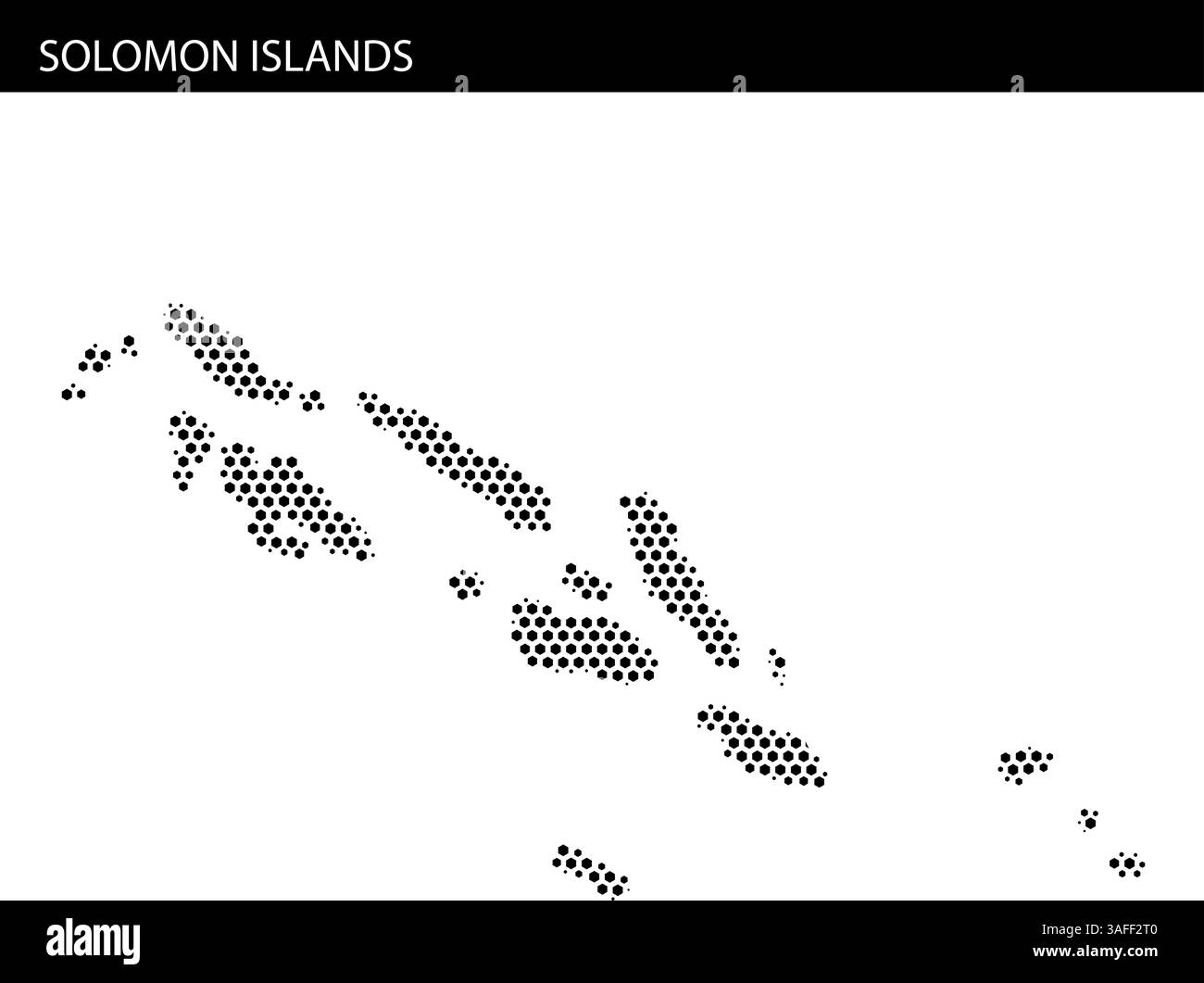Detailed outline of the Solomon Islands showcasing its geographical ...
