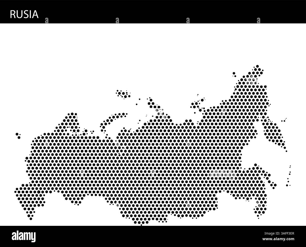 The map highlights Russia's geographical outline with a dotted pattern ...