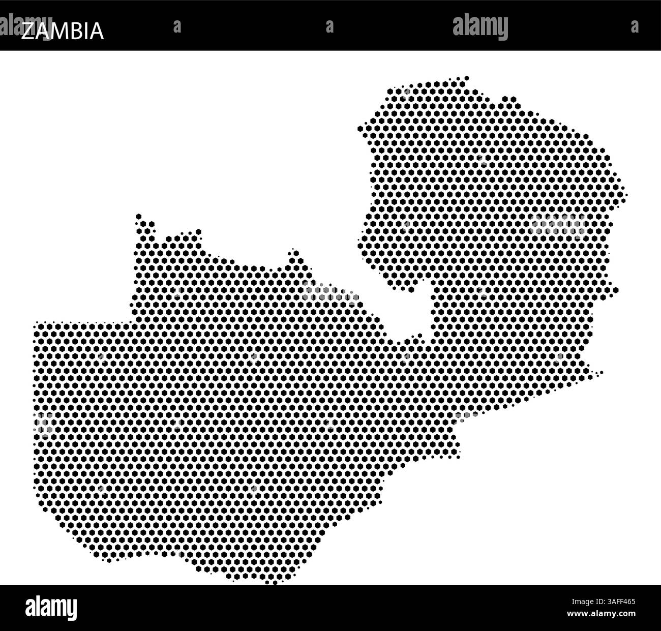 A decorative map showcases Zambia's outline using a dotted design, emphasizing its geographical ...