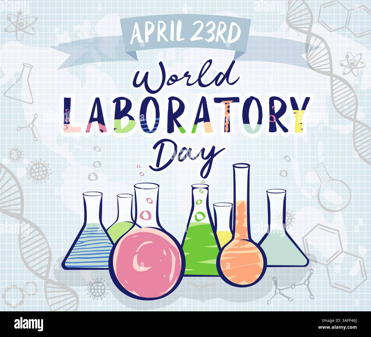 World Laboratory Day 23rd of April creative banner with handdrawn style ...