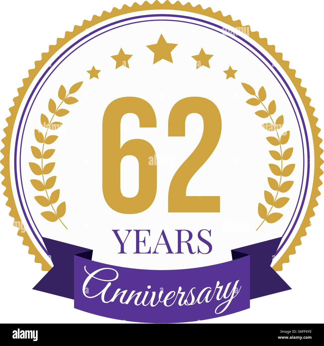 Logo 62 Years Anniversary Celebration Design Template Stock Vector ...