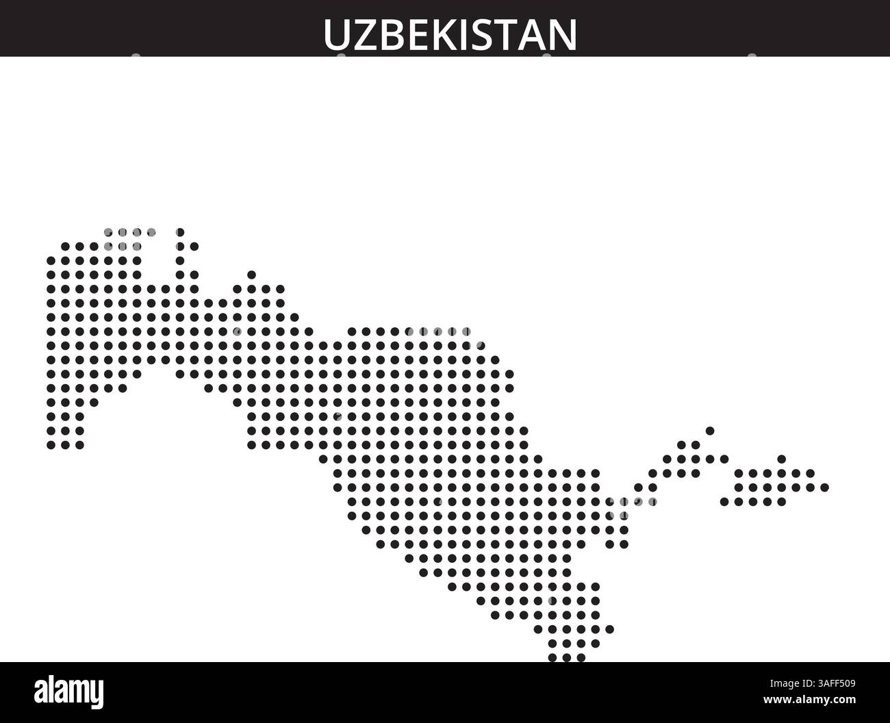 The artistic representation of Uzbekistan's map features a dotted ...