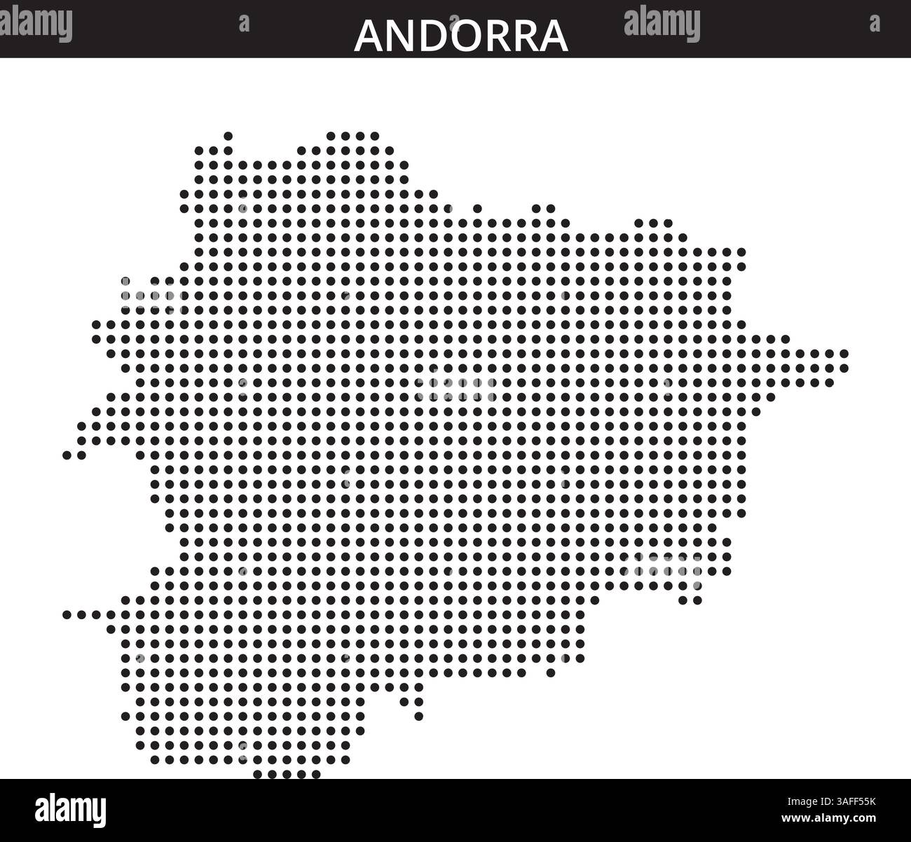Andorra's borders are illustrated in a unique pixelated format ...