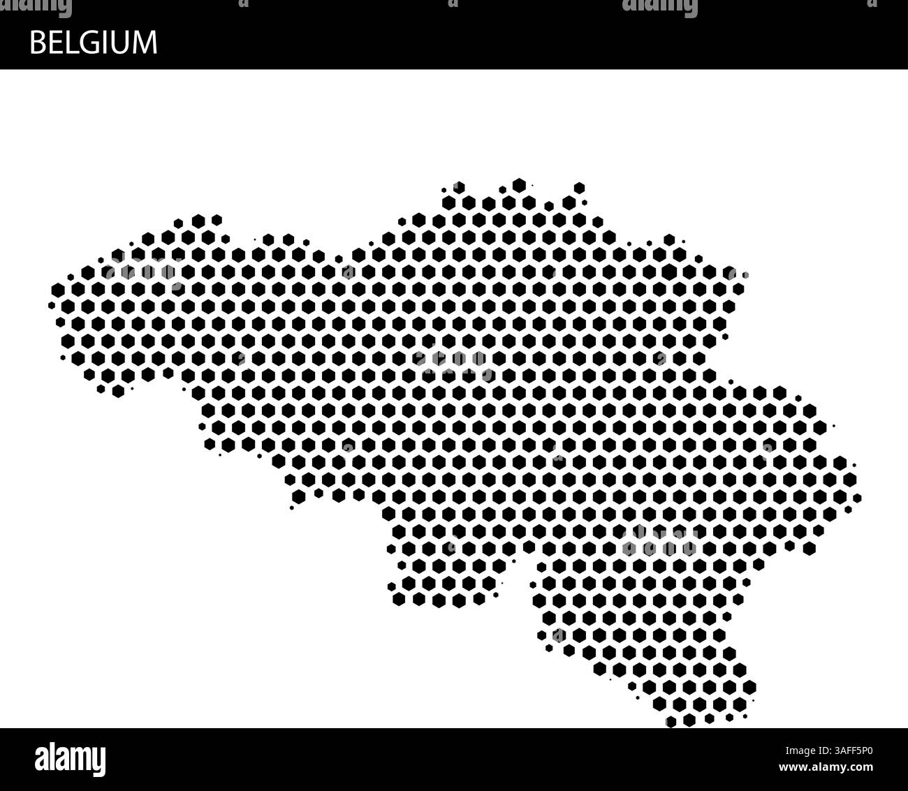 A detailed map of Belgium showcases the country's shape using a unique ...