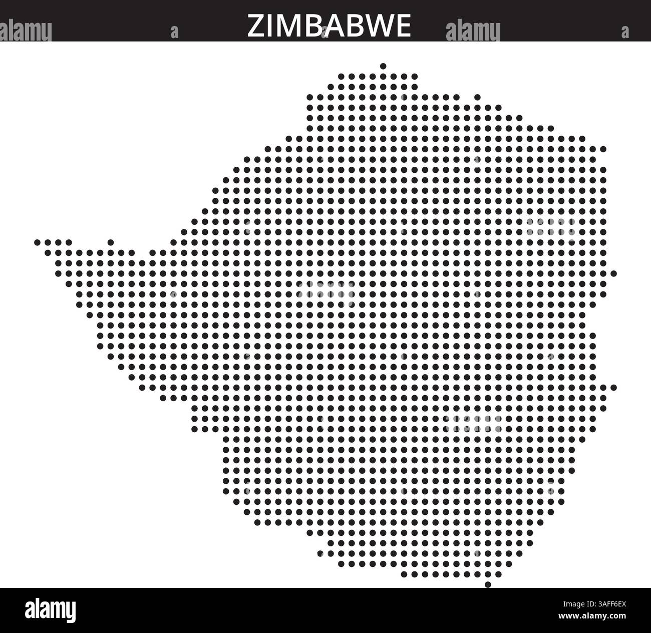 A dot pattern map of Zimbabwe, highlighting the country's geographical ...